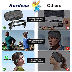kurdene Wireless Sleep Headphones,Bluetooth 5.3 Sports Headphones,Sleeping Headband Headset Built-in Microphones with Stereo Sound Speakers