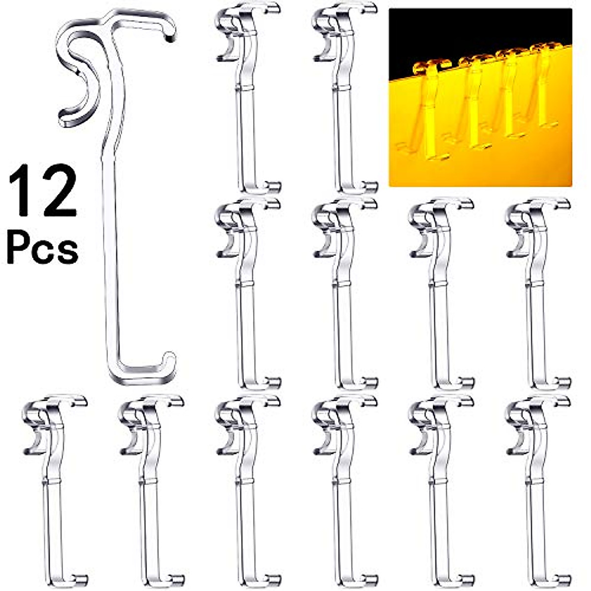 2.5 Inch Valance Clips Window Blind Clips Clear Plastic Valance Retainer Clips Hidden Valance Clips for Horizontal Blind Valance (12 Pieces)
