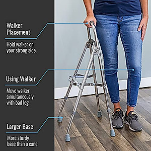 DMI Folding Hemi-Walker Provides Support, Aluminum, Silver, 30'- 35', FSA & HSA Eligible, Lightweight, Superior Support, Comfortable Hand Grips, Easy To Open And Close