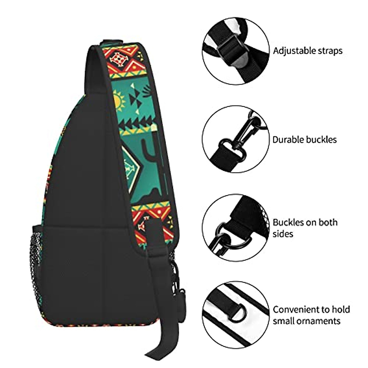 Unisex Men Women 3D Printed Southwestern Kokopelli Native American Animals Sling Bag Crossbody Chest Daypack Lightweight Casual Backpack Shoulder Bag For Travel Hiking Camping Gifts