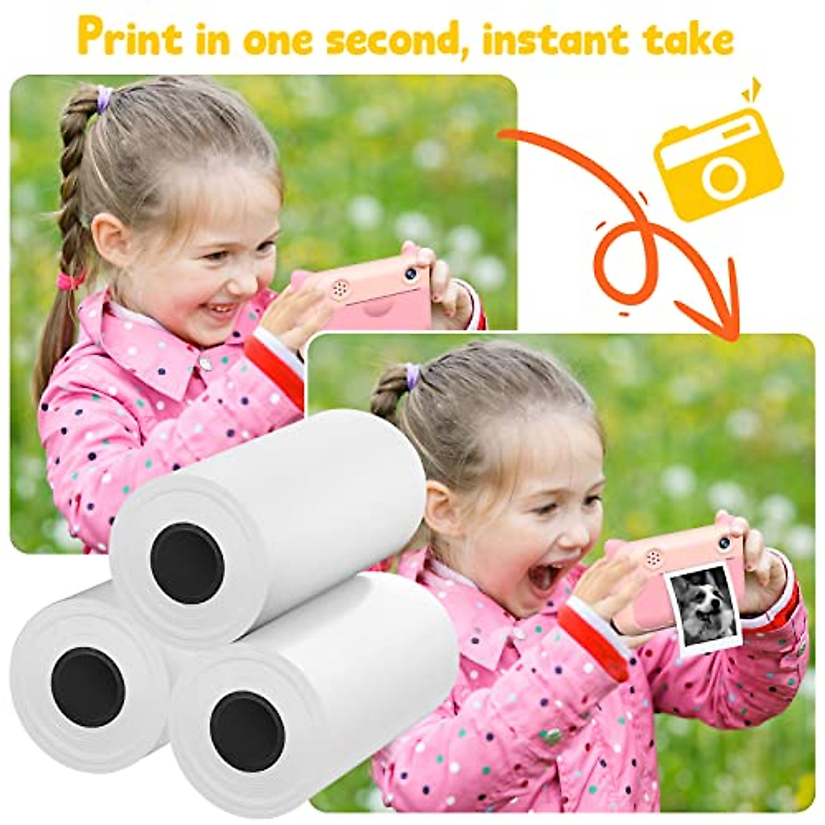 10 Rolls Camera Paper for Kidizoom Print Camera Paper Refill, 2.2x1 Inch BPA Free Kids Camera Paper Compatible with MINIBEAR/VTech/Dragon Touch Camera Refill Paper for Most Kids Instant Camera