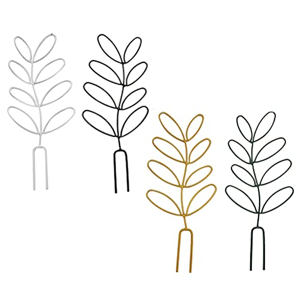 Small Trellis for Potted Plants Wrought Iron Leaf Shape Garden Trellis for Indoor Outdoor Decorative Climbing Plants Support Trellis for Vines Roses (Gold)