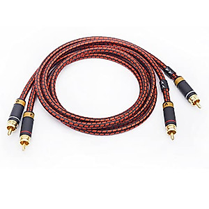 Primeda Auidophile 2RCA Male to 2RCA Male Stereo Audio Cable,Gold Plated | 4N Oxgen-Free Copper Core (3 Feet (1M))