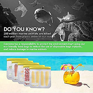 Reusable Snack Bags,10 Pack Dishwasher Safe Reusable Ziplock Bags Silicone, Leakproof Reusable Freezer Bags, BPA Free Food Storage Bags for Lunch Marinate Food Travel (10pcB)