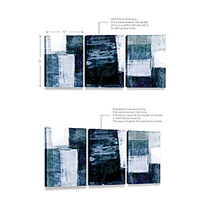 Kaupuar 3 Pieces Canvas Wall Art-Gray Blue Abstract Art Painting-Modern Canvas Artwork Wall Decor Ready to Hang 12''x16'', 3 Pieces