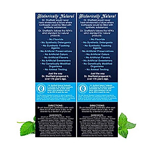 Dr. Sheffield’s Certified Natural Toothpaste (Peppermint) - Great Tasting, Fluoride Free Toothpaste/Freshen Your Breath, Whiten Your Teeth, Reduce Plaque (2-Pack)