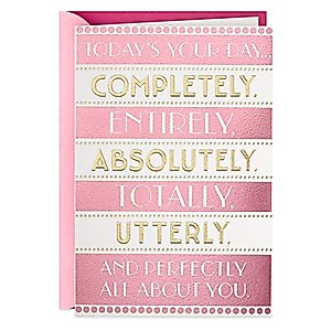 Hallmark Birthday Greeting Card for Her (Today's Your Day), Pink Stripes (0399RZB1181)