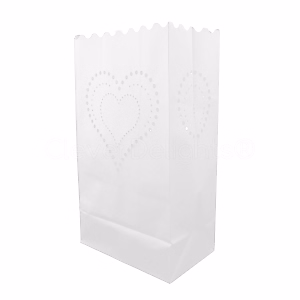 CleverDelights White Luminary Bags - 30 Count - Heart of Hearts Design - Wedding Party Christmas Holiday Luminaria