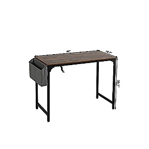 40 Inch Home Office Writing Small Desk Study Computer Desk Simple Style Pc Table Black Metal Frame Brown (40Inch, Brown)