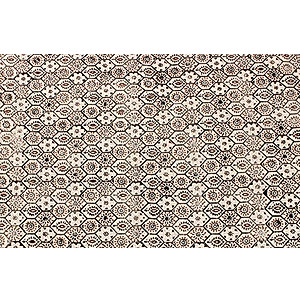 Casavani Hand Block Printed Tassels Throw Rugs Brown, Black Geometric Area Rug Doormat Floor Rug Indoor Area Rugs for Bedroom Living Room Laundry Room 3x10 Feet Runner