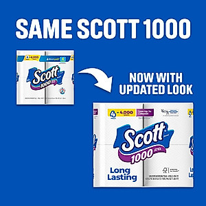 Scott 1000 Sheets Per Roll, 8 Toilet Paper Rolls, Bath Tissue