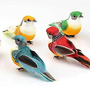 MAOMIA 12pcs Artificial Simulation Foam Bird Mini Feather Birds Ornaments DIY Craft for Home Garden Wedding Decoration Party Accessories