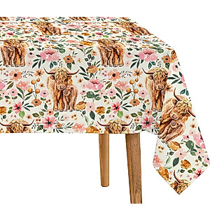 Yuzioey 3 Pack Highland Cow Tablecloths Western Cow Table Cover, Highland Cow Baby Shower Decorations, 108" x 54" Highland Cow Birthday Party Supplies