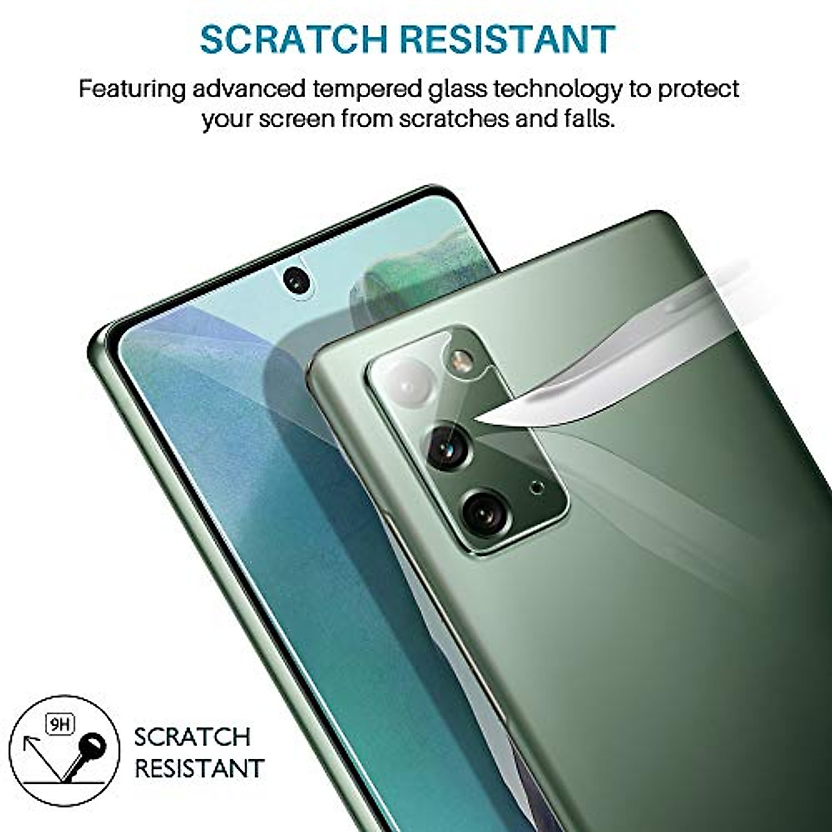 4 Pack LϟK 2 Pack Tempered Glass Screen Protector + 2 Pack Camera Lens Protector Compatible for Samsung Galaxy Note 20, New Version, Ultrasonic Fingerprint Supported, Installation Tray - Clear