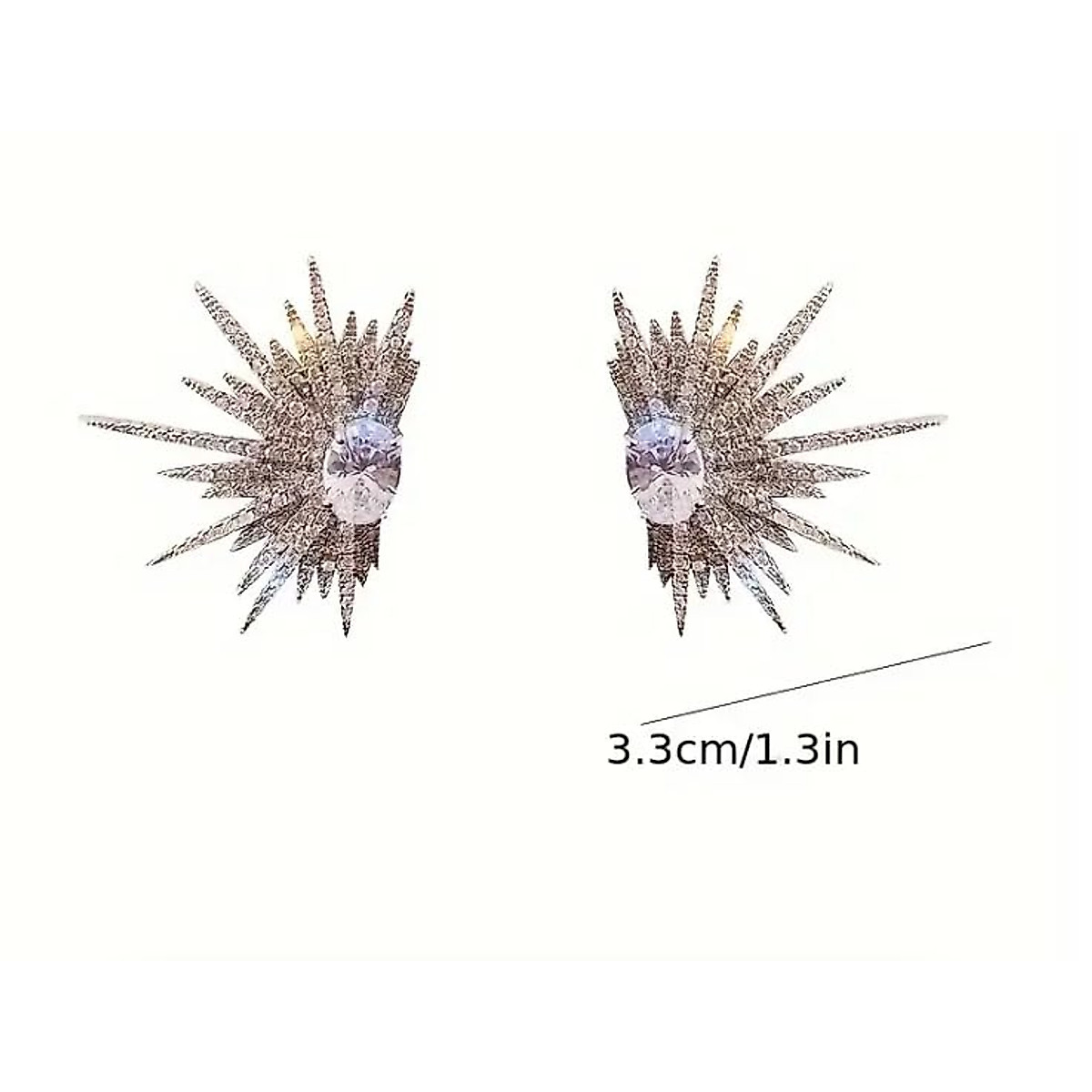 Silver Tone Art Deco Antique Vintage Retro Style Clear Rhinestone Bridal Bridesmaid Wedding Prom Starburst Earrings