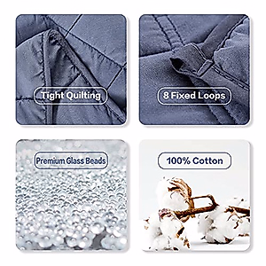 RJOP Cooling Weighted Blanket(60''x80'' 15lbs,Queen Size),Adults Heavy Blanket with Premium Cozy Cotton and Natural Glass Beads,Dark Grey