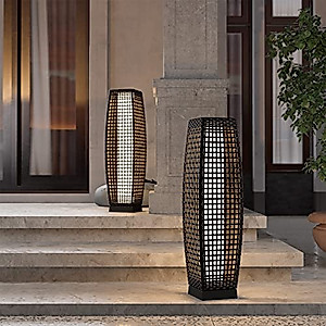 Grand patio Outdoor Solar Powered Resin Wicker Floor Lamp, Outdoor Weather-Resistant Deck Light, for Garden or Porch -Large Fuji, Dark Brown