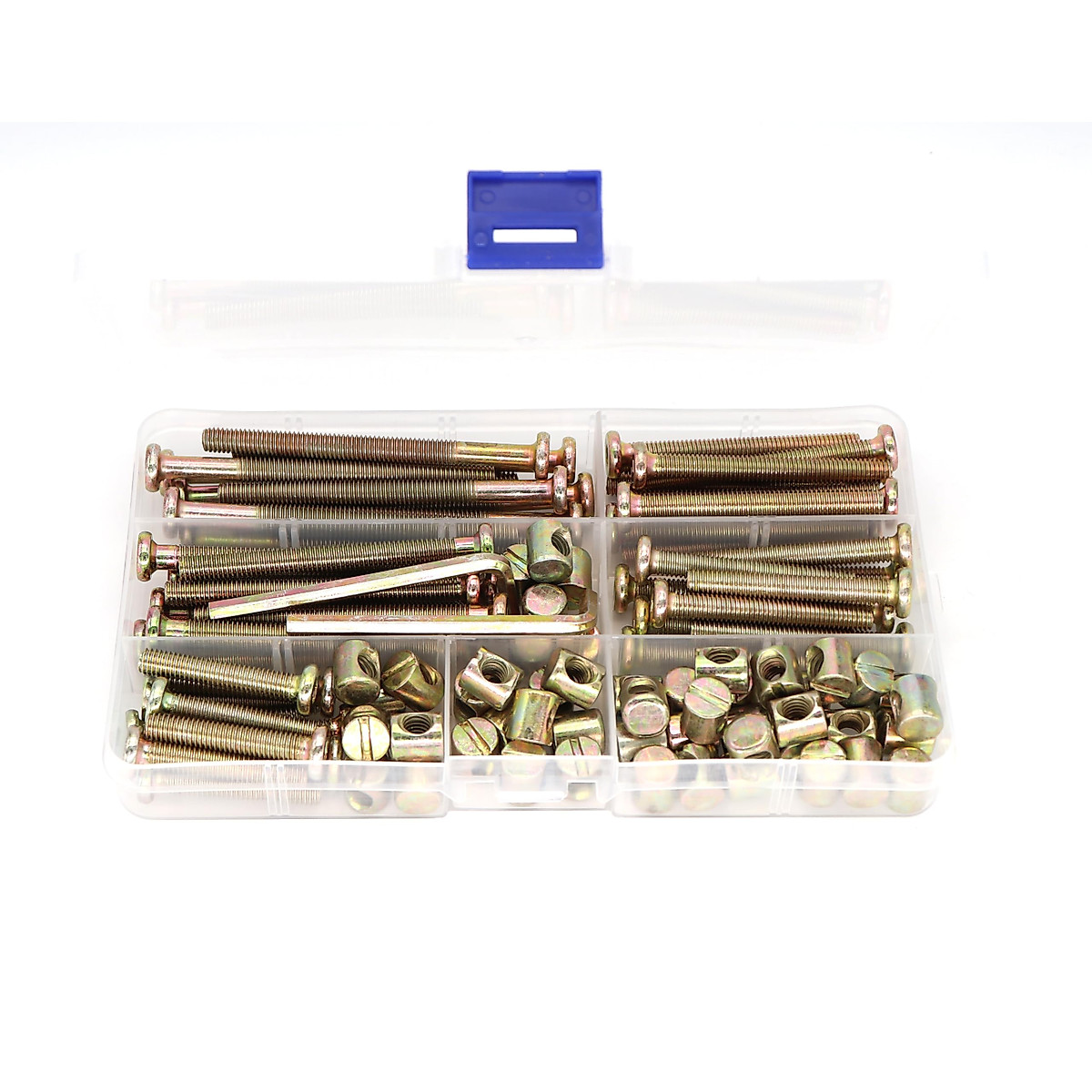 Crib/Bunk Bed Screws Replacement Parts, binifiMux 100pcs M6 x 35mm/ 45mm/ 55mm/ 65mm/ 75mm Hex Drive Socket Cap Bolts Barrel Nuts Assortment Kit for Delta Dream on me Cribs