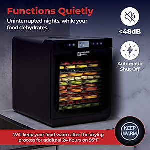 Magic Mill Food Dehydrator Machine (10 Stainless Steel Trays) Digital Adjustable Timer | Temperature Control | Keep Warm Function | Dryer for Jerky, Herb, Meat, Beef, Fruit and To Dry Vegetables