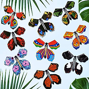 Shyflpopo 18Pcs Magic Flying Butterfly Wind Up Butterfly Flutter Flyers Butterflies Rubber Band Powered for Surprise Wedding Birthday Gift Party Playing Classic Novelty Gag Toy