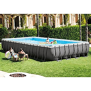 Intex 32ft X 16ft X 52in Ultra Frame Rectangular Pool Set with Sand Filter Pump, Ladder, Ground Cloth and Pool Cover