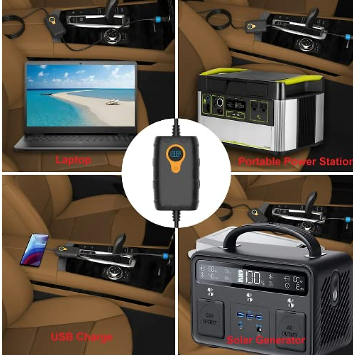 Smart DC Charge Converter Cigarette Lighter to DC8mm Waterproof IP65 to Safely and Efficiently Charge  Lithium Battery Portable Power Station Laptop Mobile Phone CPAP with 15A Fuse