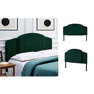 Ball&Cast Bed Headboard Velvet Upholsted Curved Top Design Full/Queen/King Size 3 in 1,Heights from 37 to 49 inch Adjustable Emerald Green Set of 1