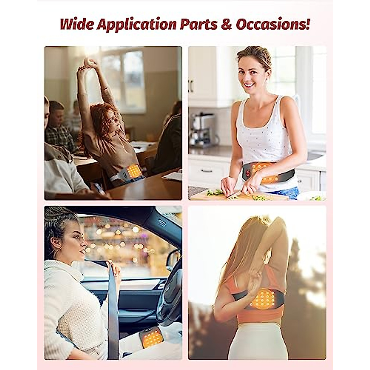 Natural Jade Menstrual Heating Pad, Portable Heating Pad for Period, Cramps, Belly, Waist, Electric Cordless Pad with Heating and Vibration Massage, Back Pain Relief, Gifts for Her or Him(Gray)