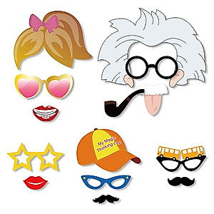 Konsait 46Count Back to School Photo Booth Props, First Day of School Welcome Decorations,Apple Pencil Stationery Chalkboard Decor for New Grade Celebrating Classroom Kindergarten Party Supplies