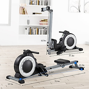 Magnetic Rowing Machine Folding Exercise Rower Machine 16-Level Tension Resistance with Display Panel for Home Use Gyms Training Exercise Equipment