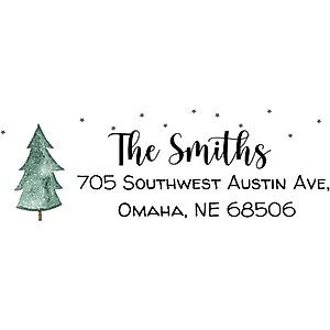 NCTY Personalized Christmas Tree Return Address Labels - Custom Holiday Return Address Labels, Set of 120 Self Adhesive Mailing Rectangle Personalized Name Stickers (White)
