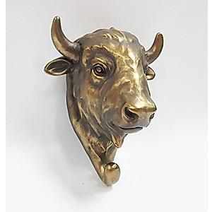 Pacific Giftware Wild Animal Head Single Wall Hook Hanger Animal Shape Rustic Faux Bronze Decorative Wall Sculpture (Bull)
