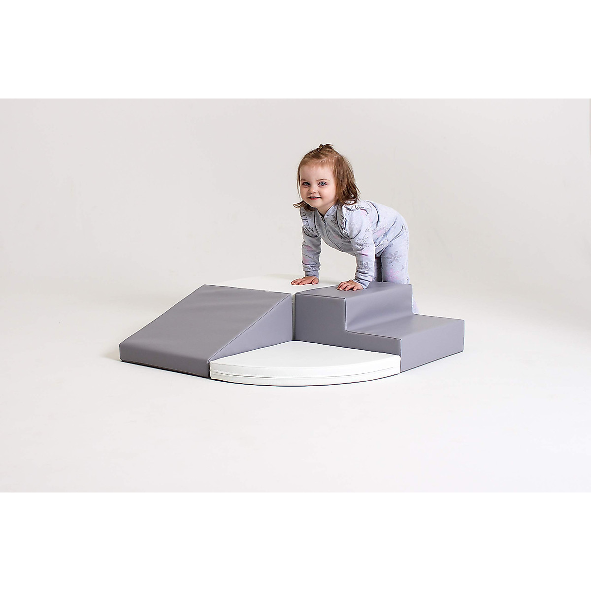 IGLU Indoor Climber XL Soft Play Equipment Foam Set 5 Shapes Baby Climbing Toys Indoor (Grey/White, 4-Piece)
