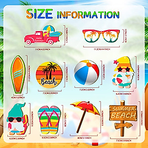 Chunful Summer Tree Ornaments Wood Hanging Decoration Beach Wooden Slices Christmas Winter Tree Ornaments with String for Luau Hawaiian Party Supplies(Beach Style, 30 Pieces)