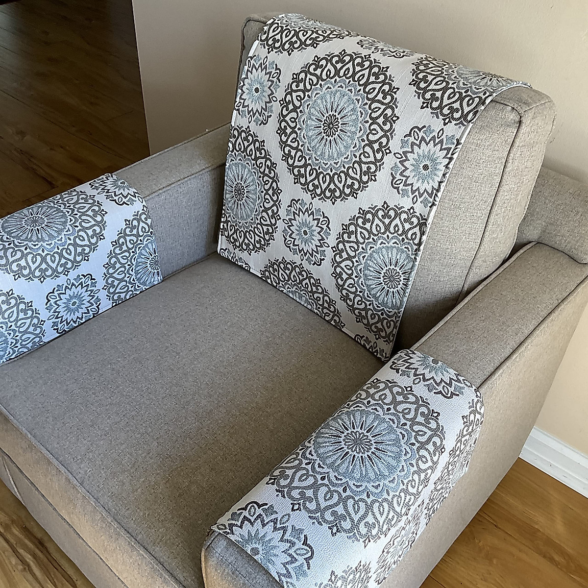 Set of two arm rest covers only. Perfect for furniture slipcover furniture protectors recliners chairs sofas loveseats theater chairs office chairs housewarming gifts. By: Bittlemen Furniture Co.