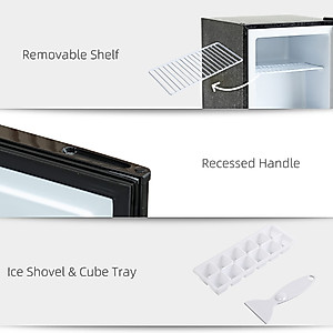 HOMCOM Mini Freezer Countertop, 1.1 Cu.Ft Compact Upright Freezer with Removable Shelves, Reversible Door for Home, Dorm, Apartment and Office, Black