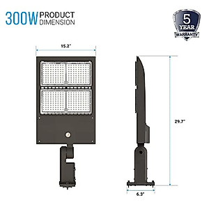 LEDMyplace 300W LED Pole Light 5700K Universal Mount Bronze AC120-277V LED Parking Lot Lights - Commercial Area Street Security Lights