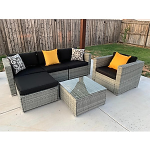 FLYMEI 8Pcs Patio Stretch Cushion Cover Outdoor Cushion Cover Replacement Patio Sofa Couch Slipcovers Chair Seat Cover with Elastic Bottom, Black