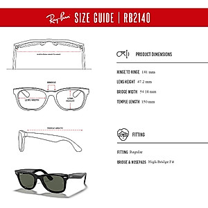 Ray-Ban RB2140 WAYFARER 901/58 54M Black/Crystal Lens Green Polarized Square Sunglasses For Men For Women (X-LARGE)+ BUNDLE with Designer iWear Eyewear Kit