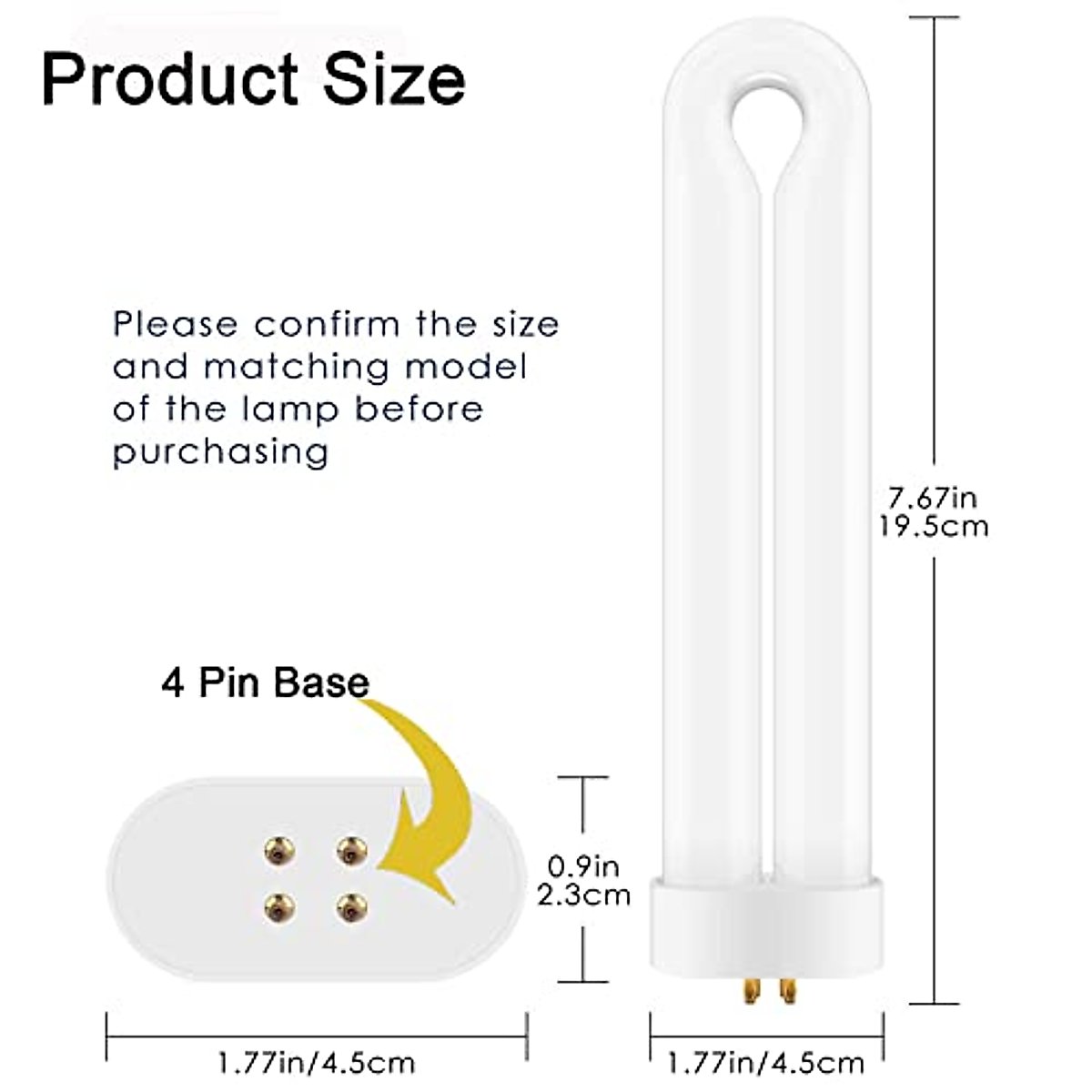 ZFITEI Bug Zapper Light Bulb Replacement for Most 15W Bug Zapper with 4-Pin Base, U-Shaped Bug Zapper Replacement Bulb,1 Pack