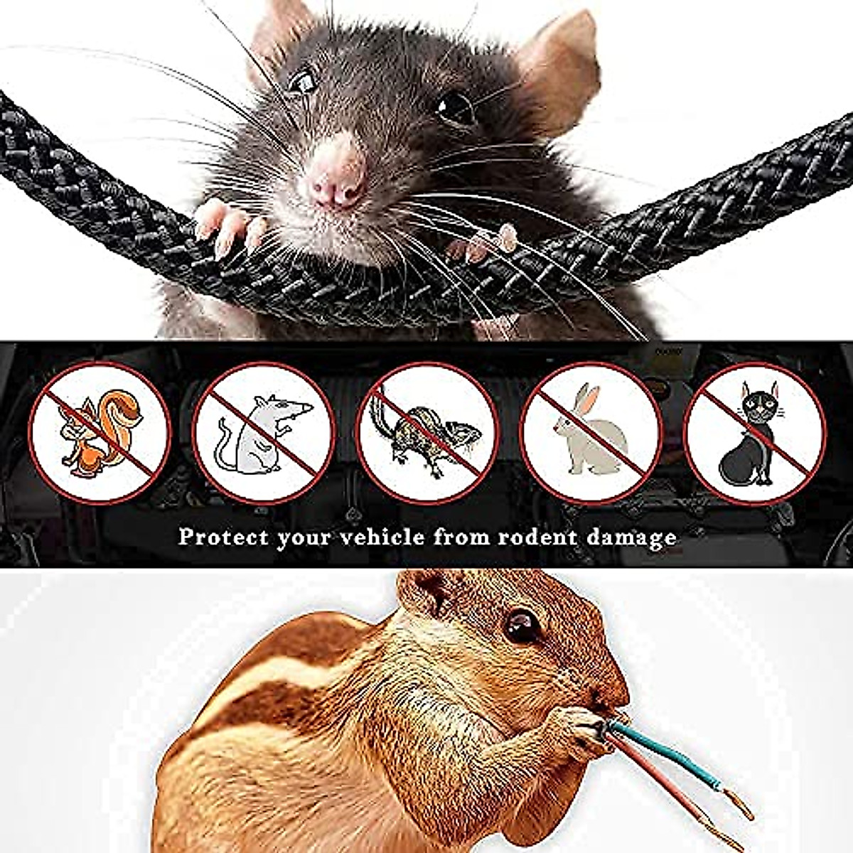Glaobule Under Hood Animal Repeller Battery Operated Ultrasonic Rodent Repellent for Cars Indoor That Uses 2 C Batteries Bundle with Uses 3 AA Batteries