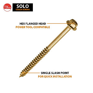 TimCo Solo Coach Screws 6.0 x 60 mm-Hex Flange Head-Yellow-(Box 100) -660SCSY, 6.0 x 60mm