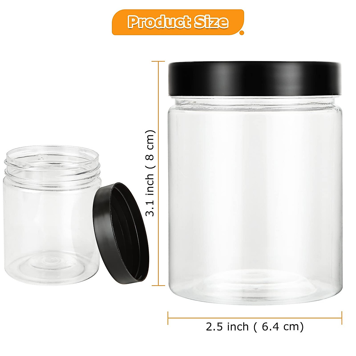 40PCS Plastic Jars with Lids 8oz Empty Plastic Containers with Lids Clear Small Containers Storage Jars Small Containers Storage Jars for Storing Dry Food Makeup Slime Honey Jam