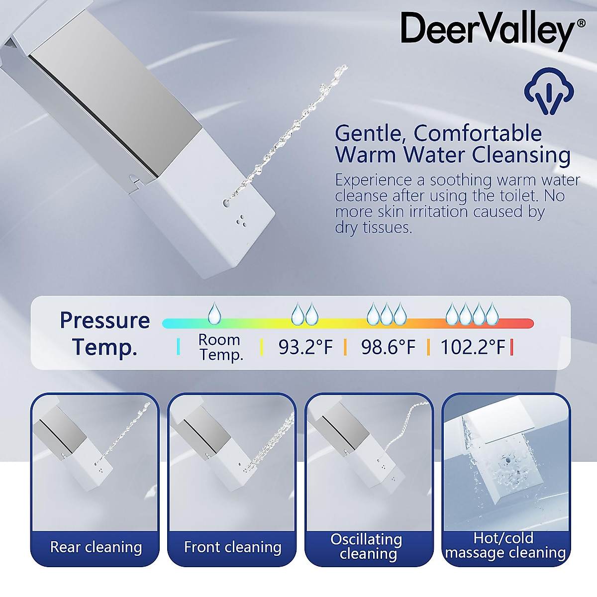 DeerValley Smart Toilet, One Piece Bidet Toilet for Bathrooms,Modern Elongated Toilet with Warm Water Sprayer & Dryer, Foot Sensor Operation, Heated Bidet Seat with Remote Control