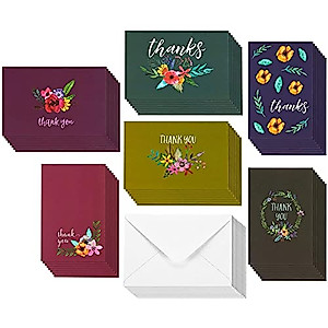48 Pack Floral Thank You Cards with Envelopes, Blank Thank You Greeting Notes Bulk Box for Baby Shower, Bridal Shower, Graduation, Birthday & Wedding, 4x6 in