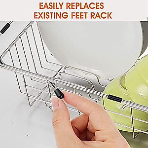 Grevosea 60 Pieces Rubber Feet for Sink Grid Kitchen Sink Rack Feet Quality Durable Kitchen Sink Rack Rubber Feet Black Grid Protector Replacement for Kitchen Sink Grid