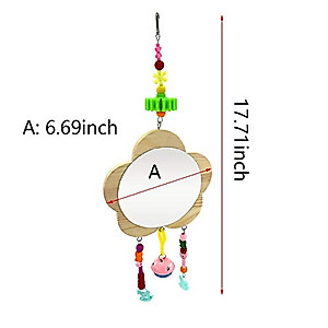Vehomy Chicken Toys for Hens with Mirrors Chicken Wood Mirror Toy with Bell for Chicks Hens Roosters