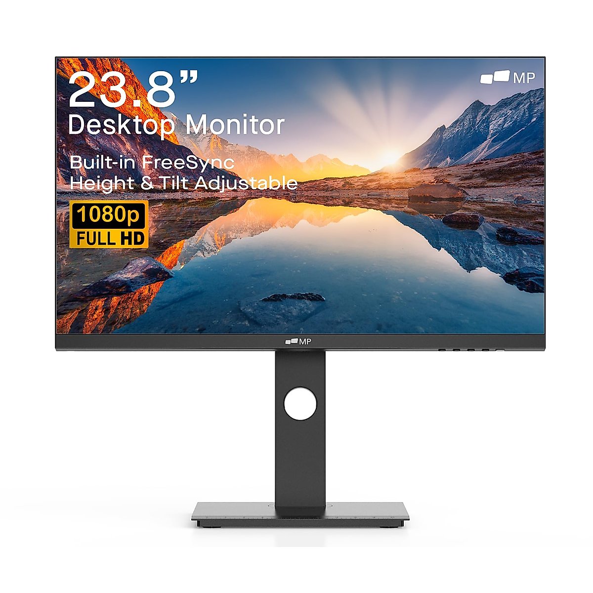 New Mobile Pixels 23.8'' Computer Monitor, 75Hz FHD1080P IPS Monitors with VESA Mounting, Rotatable, Height/Tilt Adjustment for Ergonomic Viewing, Frameless, Anti-Glare, Gaming Monitor with FreeSync