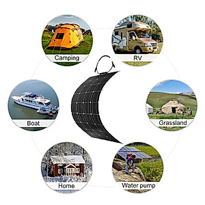 DSJ 12V 100W Monocrystalline Flexible Solar Panel - Solar Power System Kit with Charge Controller for Outdoors Travel Camping