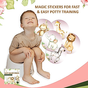 Potty Training Seat Magic Sticker | Animal Toddler Potty Training Toilet Color Changing Sticker | 5 Pack Toilet Targets with Free Potty e Book | Use with or Without Potty Chart or Potty Watch